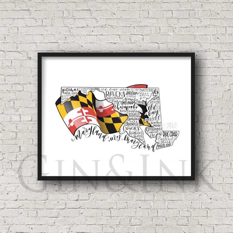 Maryland Word Art W Flag - Printable - Etsy