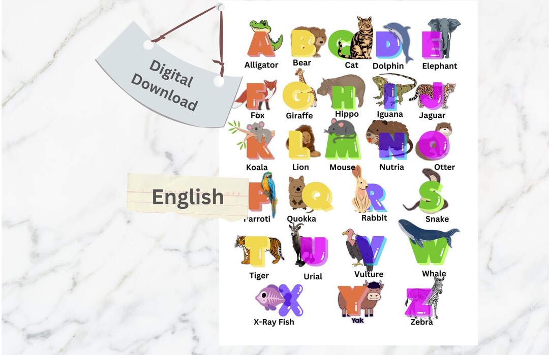 Printable Alphabet Poster/ English Alphabet/ ABC Poster/ ABC Chart ...