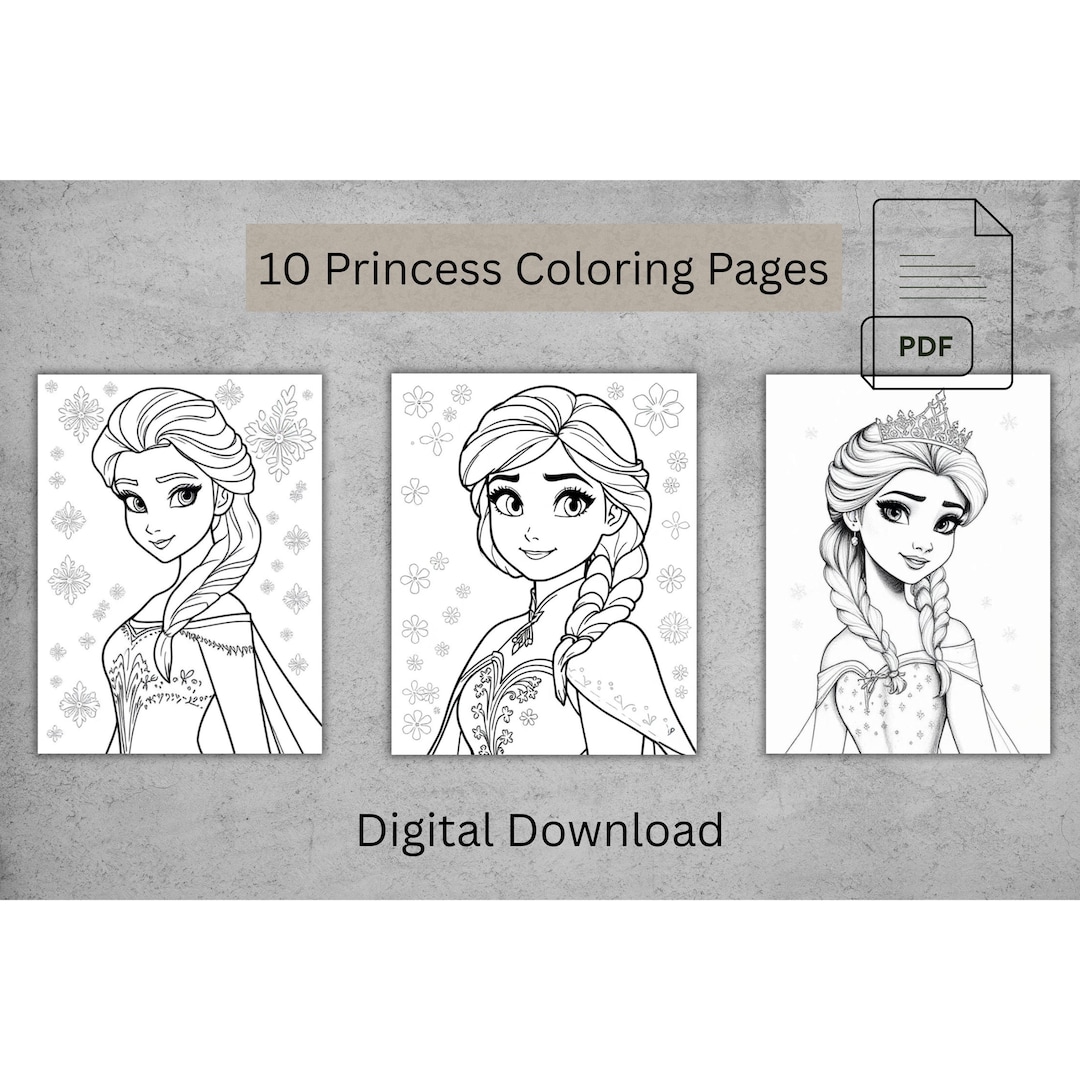 Princess Coloring Pages PDF - 10 Printable Princess Coloring Sheets for ...