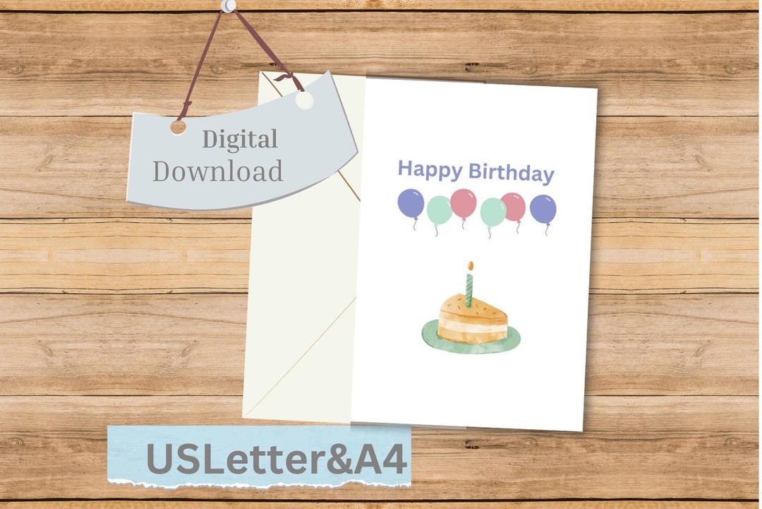 Digital Download Birthday Card - Printable Greeting Card by Crafts and ...