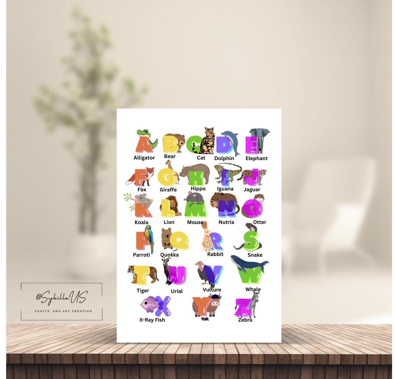 Animal Alphabet Poster: ABC Chart, Nursery & Classroom Decor (digital ...