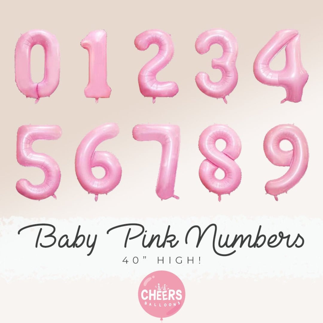 Baby Pink Number Foil 0-9 Number Balloons 40"|| Birthday Party, Happy ...