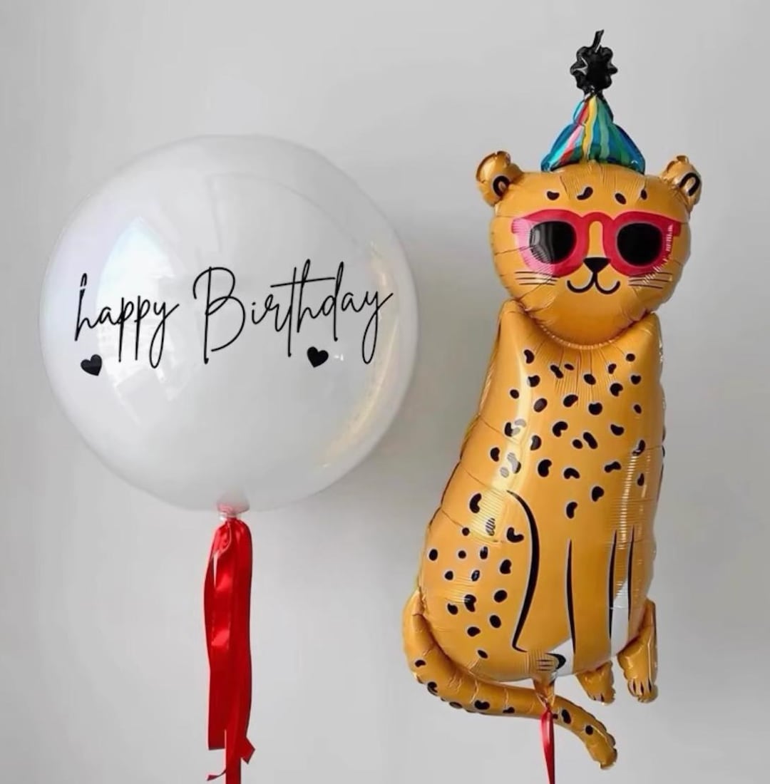 Cheetah Balloon 47" || Jungle Safari Party Decor, Cheetah With ...