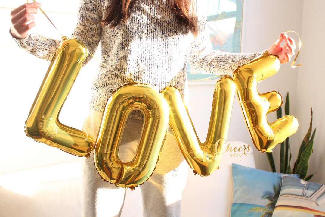 16" LOVE Set Balloon - Gold or Silver - Party Balloons - Love Balloons ...