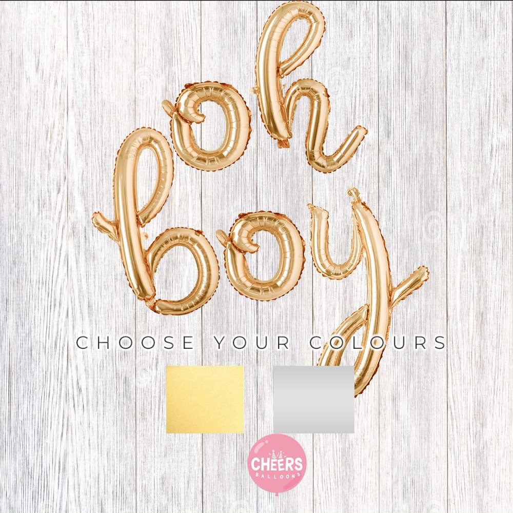 Oh Boy Letter Script Gold Balloons 16 Baby Shower Party Decor Baby Gold Banner Gender Reveal Baby Balloons It s a Boy