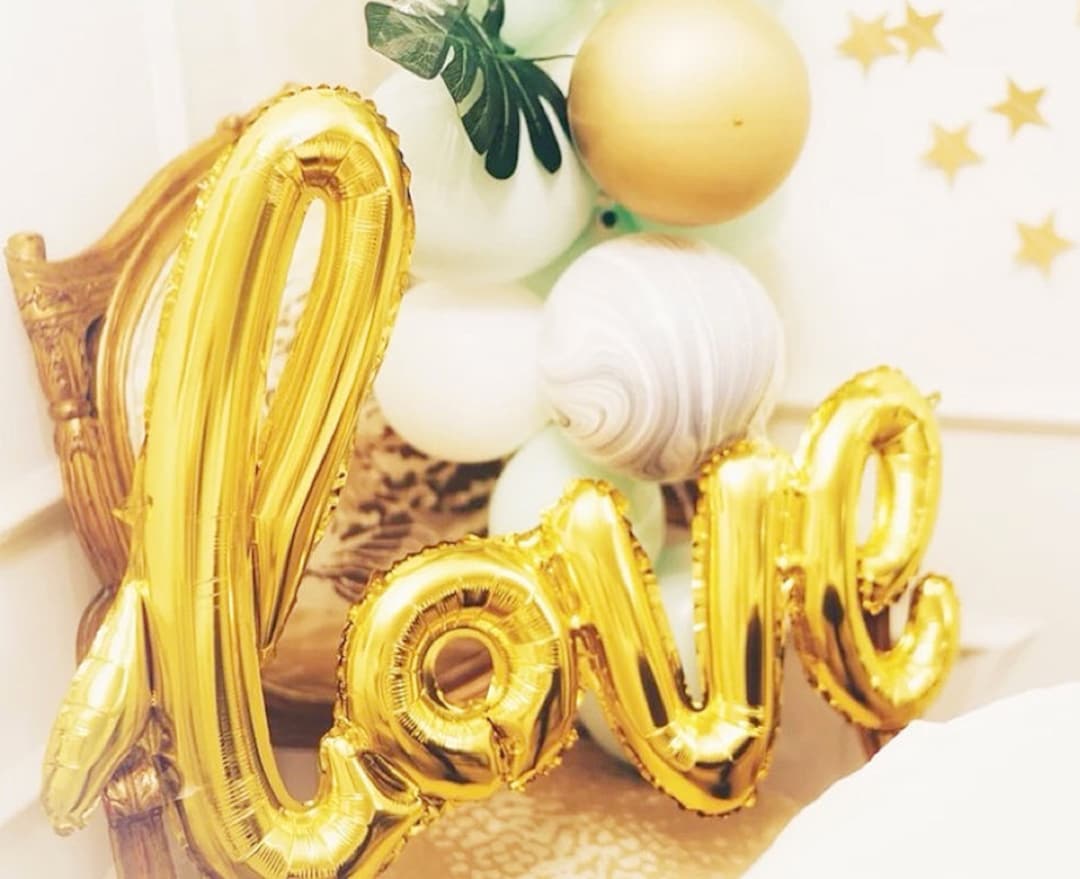 Love Script Balloon Balloon || Gold/ Birthday Balloon/ Engagement Decor ...