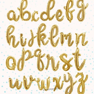 16" Script GOLD Letter Balloons - Create Your Balloon Banner - Gold ...