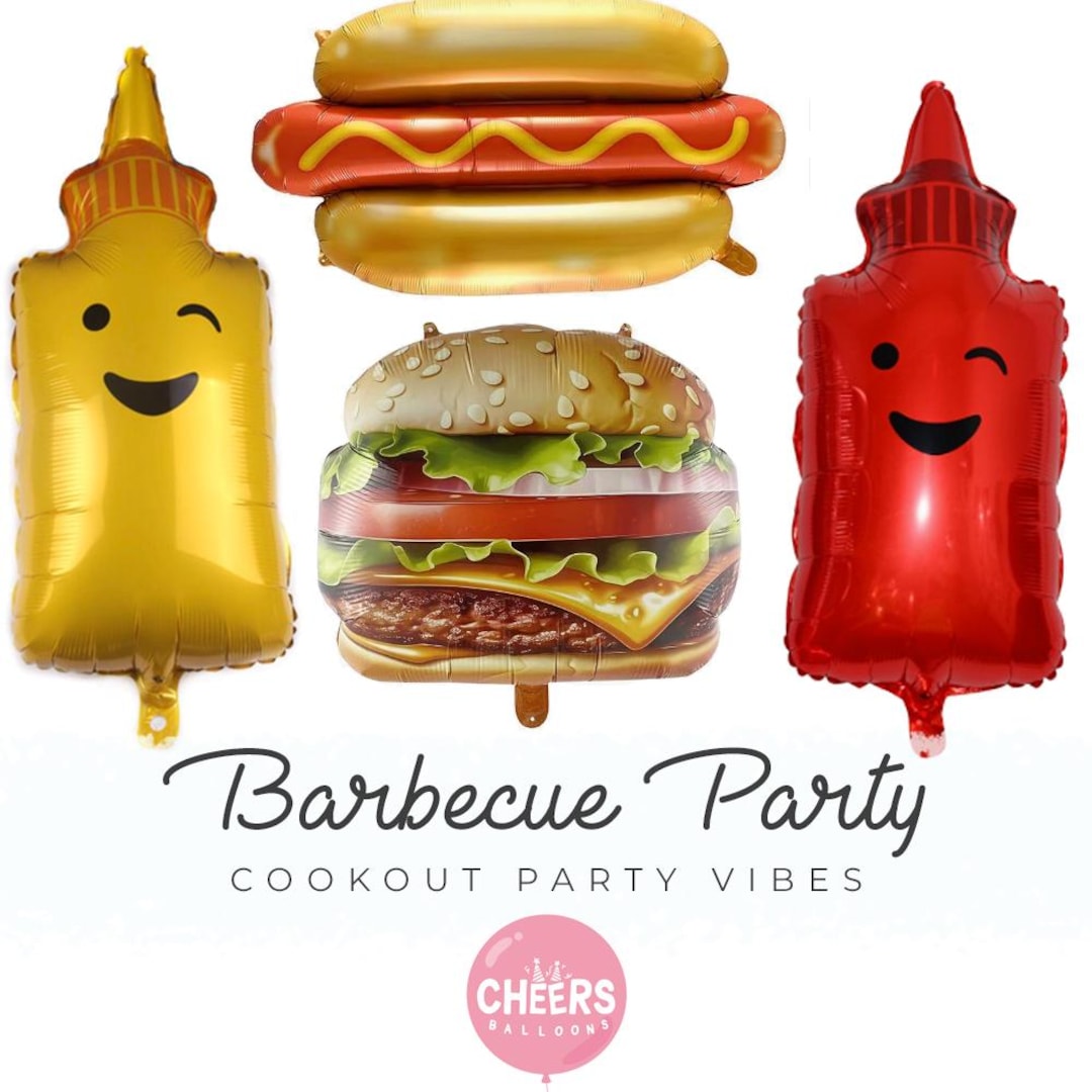 BBQ Food Balloons || Giant Burger 24", Hot Dog 28", Ketchup 28 ...