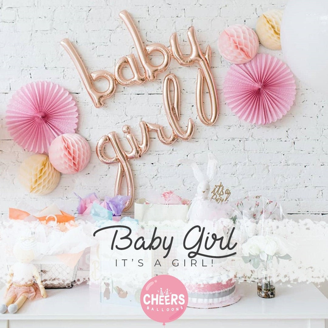 Baby Girl Script Letter Party Balloons || Rose Gold/it's a Girl/baby ...