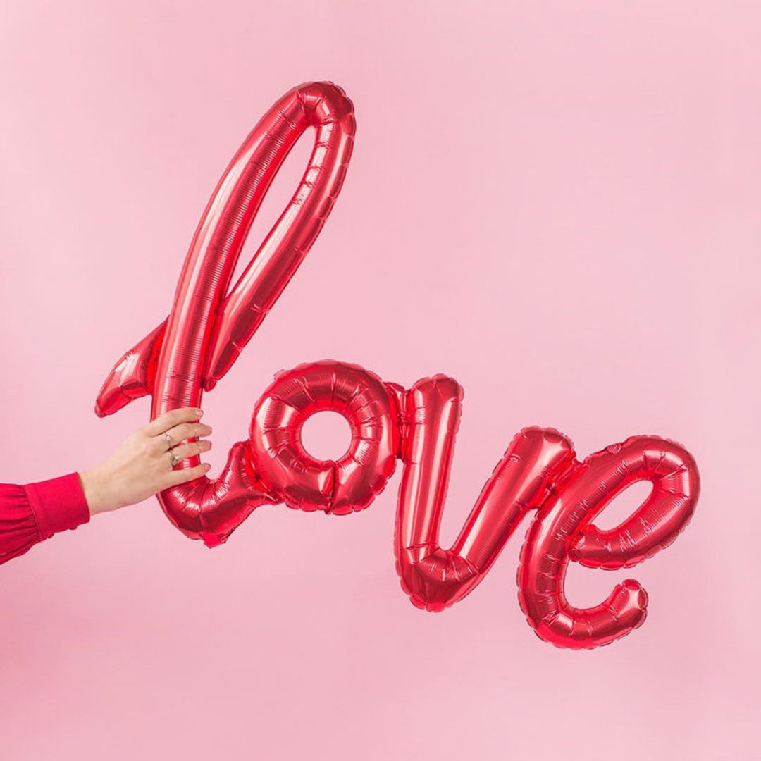 Love Script Balloon Balloon || Red/ Birthday Balloon/ Engagement Decor ...