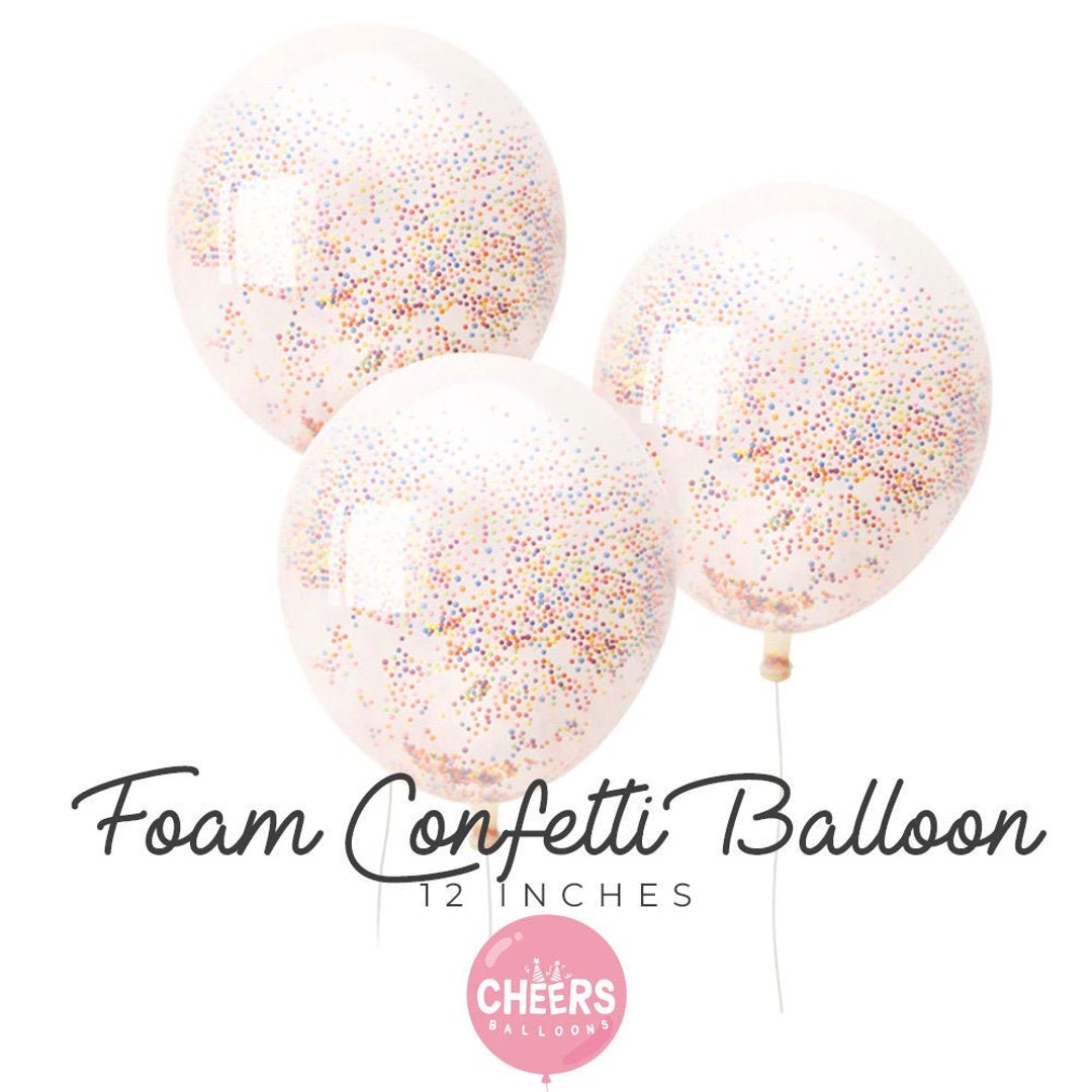 12" Foam Ball Confetti Balloon - Latex Balloons - Confetti Balloons ...