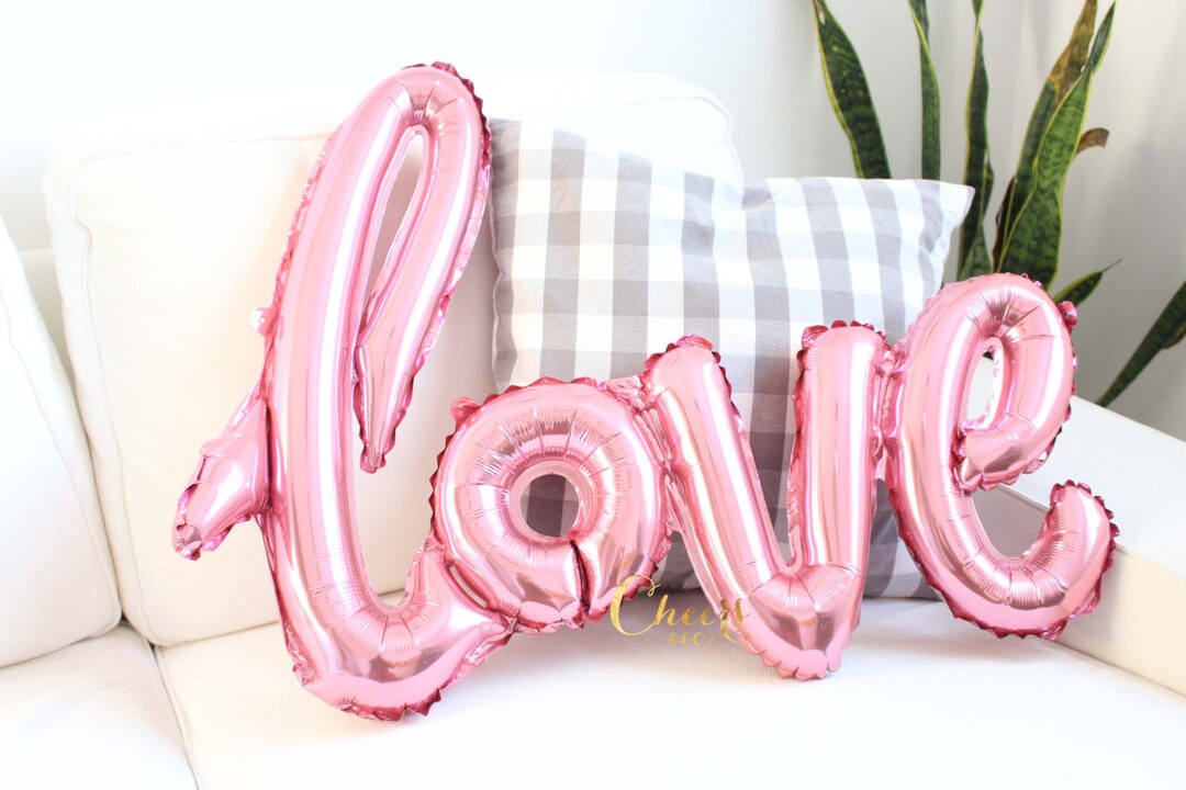 Love Script Balloon Balloon || Pink Birthday Balloon/ Engagement Decor ...