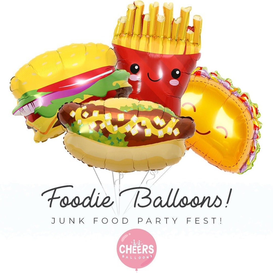 Fast Food Balloon Bouquet - Movie Night, Taco, Pizza Party Decor ...