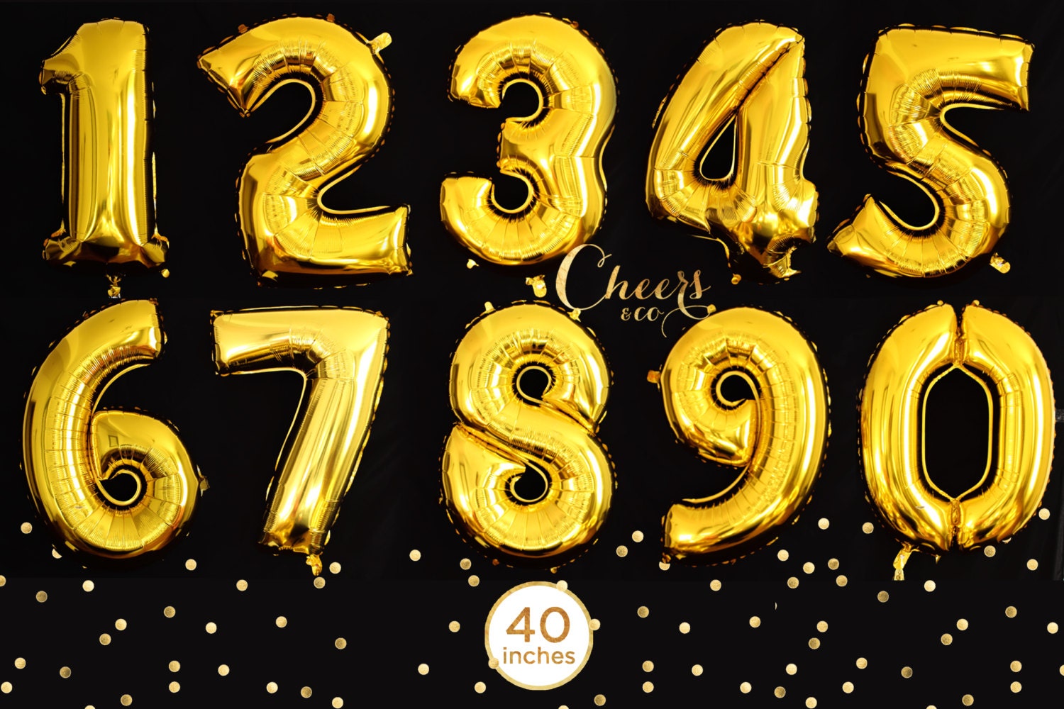 CUSTOM 40" BIG Gold Number Foil Birthday Balloon - Gold Balloons ...