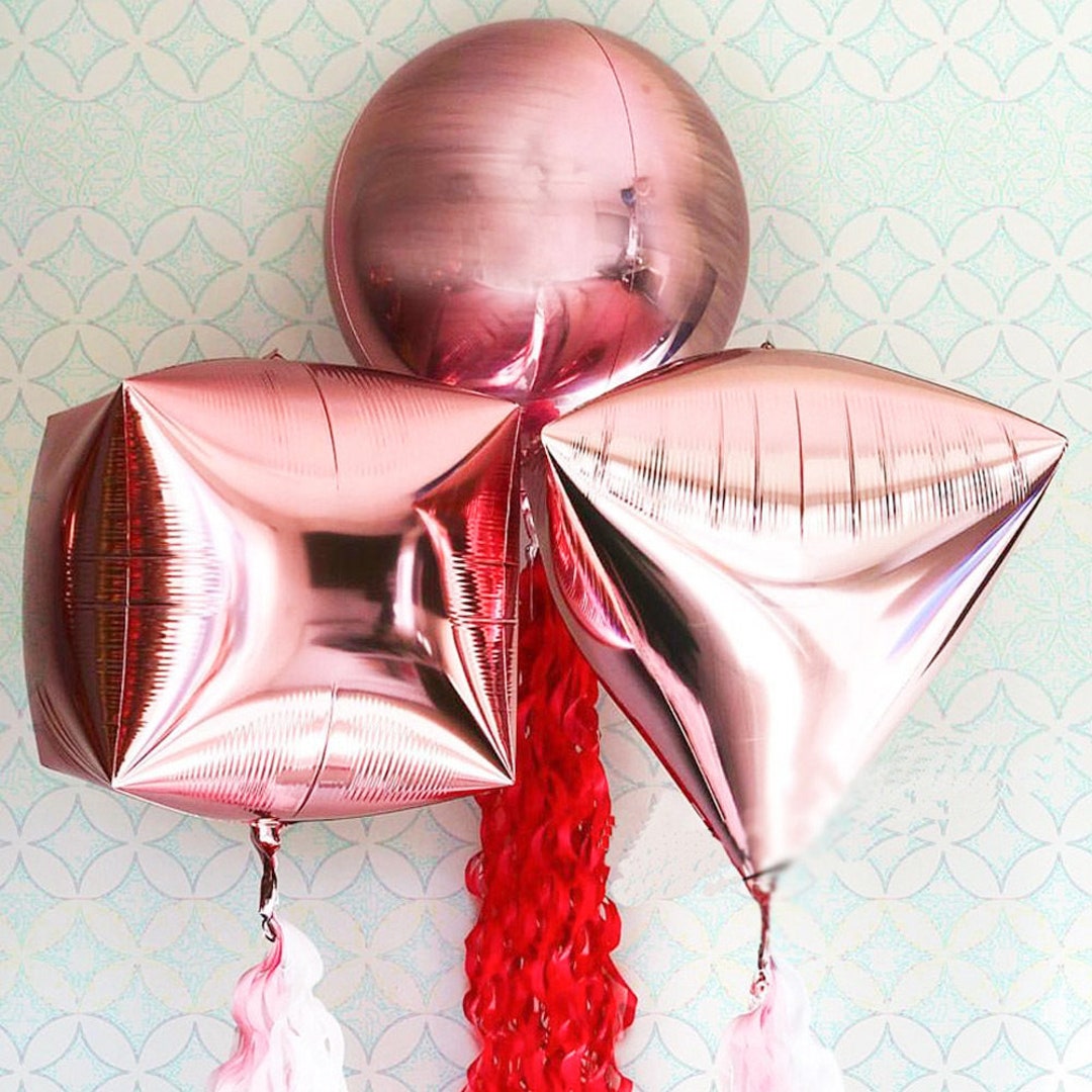 22" 4D Foil Balloon - Rose Gold Round Triangle Square Balloon - Sphere ...