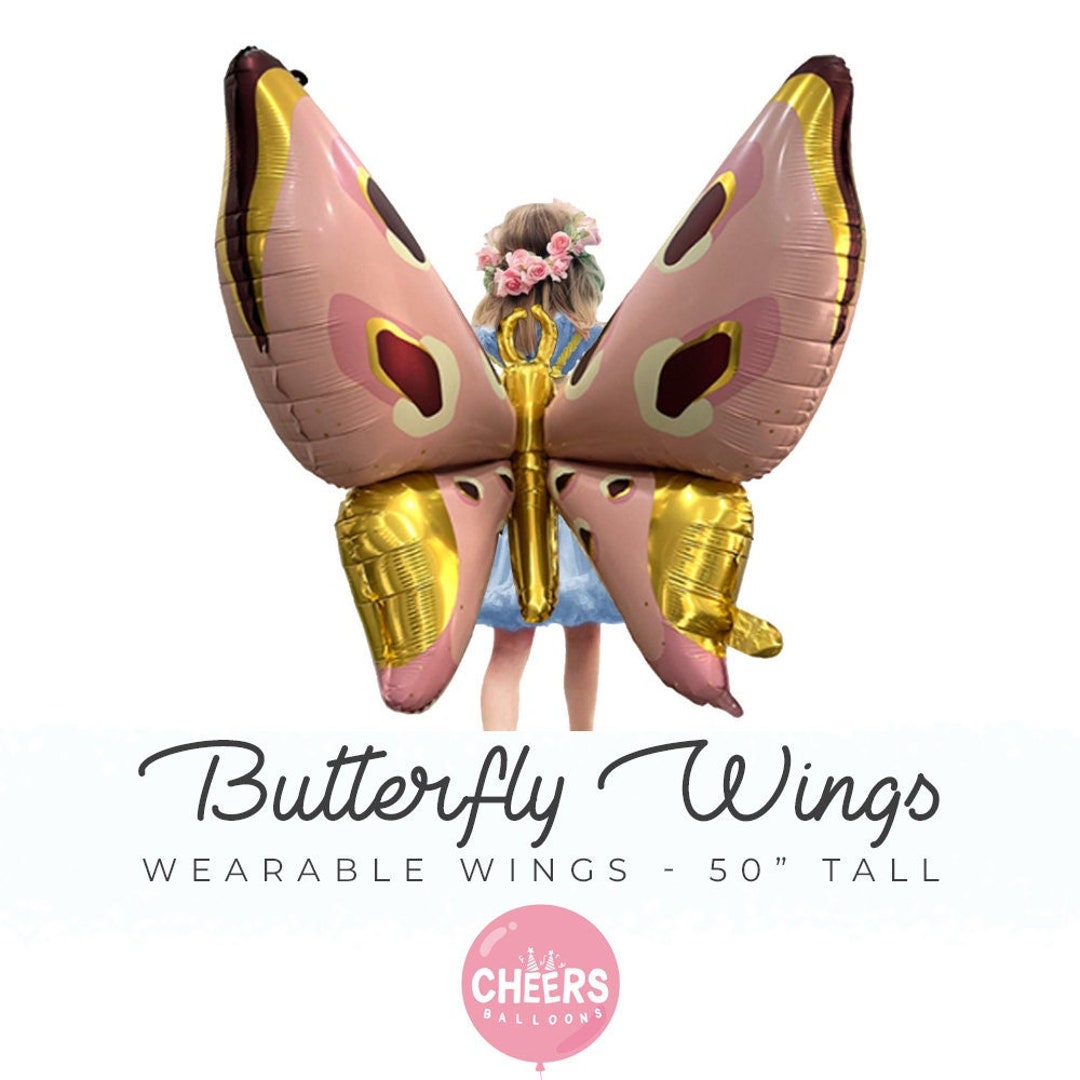 4D Butterfly Wing Balloons 50" | Wearable Wings in Blue and Pink ...