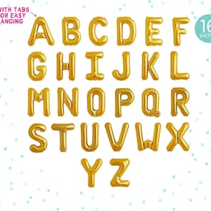 16" GOLD Letter/number Balloons - Create Your Balloon Banner - Gold ...