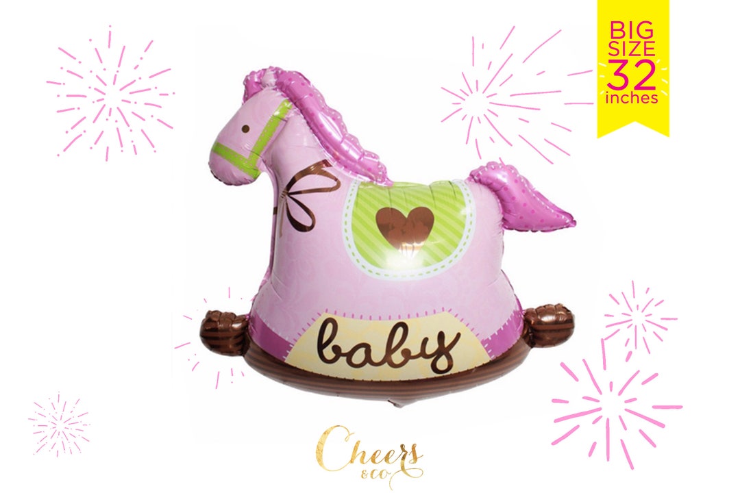 Baby Pink Pony Balloon 32" | Be Wild, Baby Shower Party Decor, Carousel ...