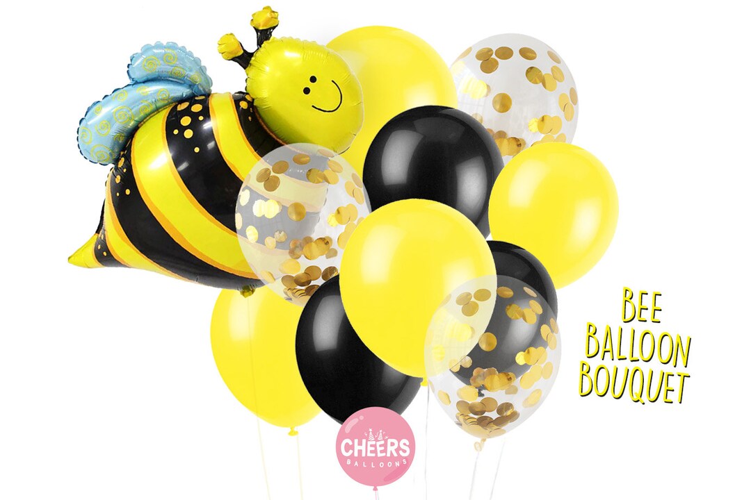 Bee Balloon Bouquet - Bee Foil Balloon - HAPPY BEEDAY Letter Balloons ...