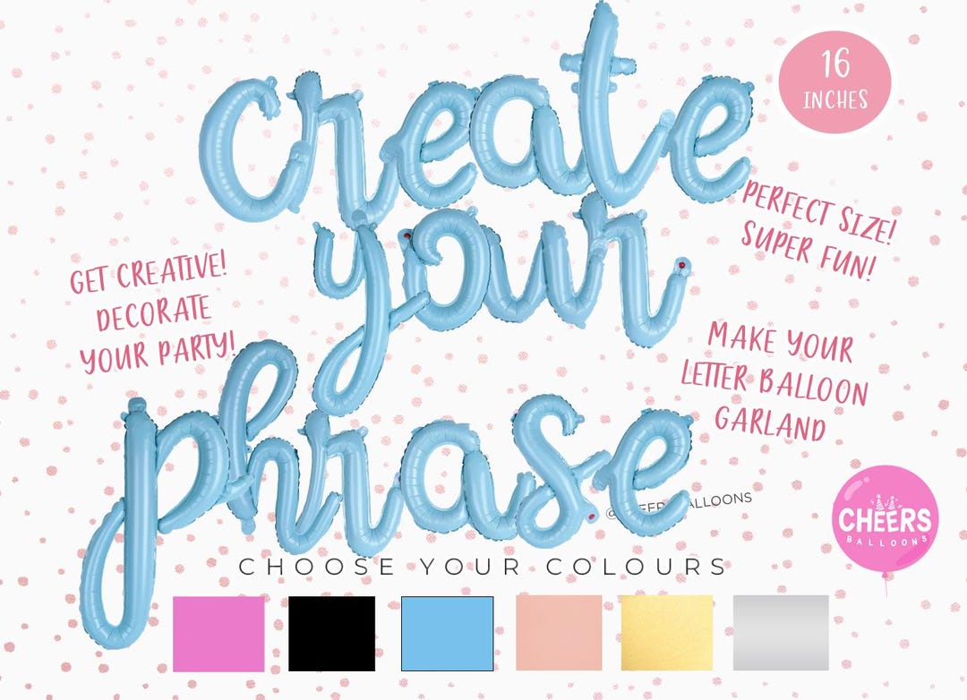 16" Blue Script Letter Balloons - Create Your Balloon Banner - Baby ...