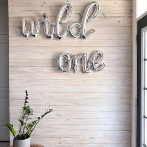 Wild One Gold Script Letter Balloons | Cursive, First Birthday Silver ...