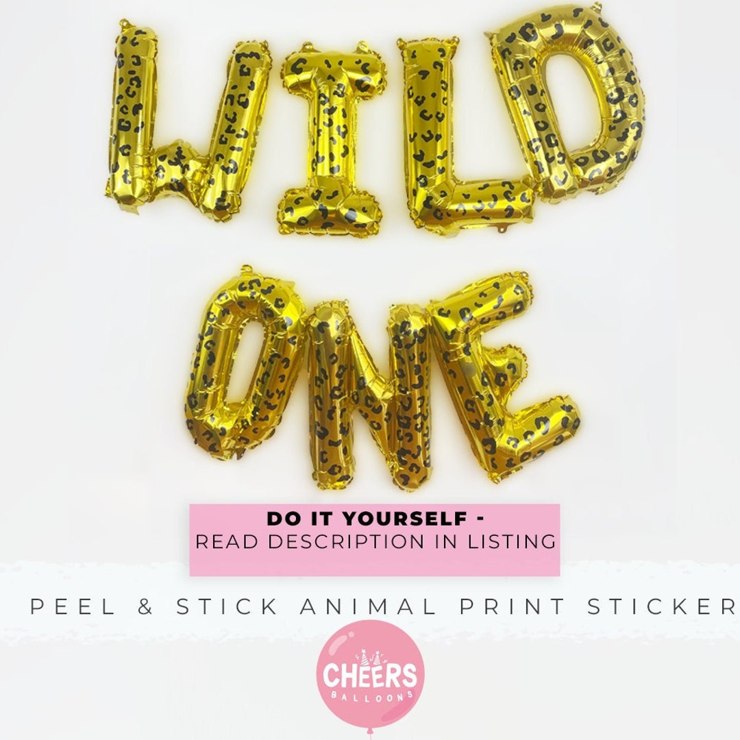 Do It Yourself Wild One Gold Letter Balloons Animal Prints, Peel ...