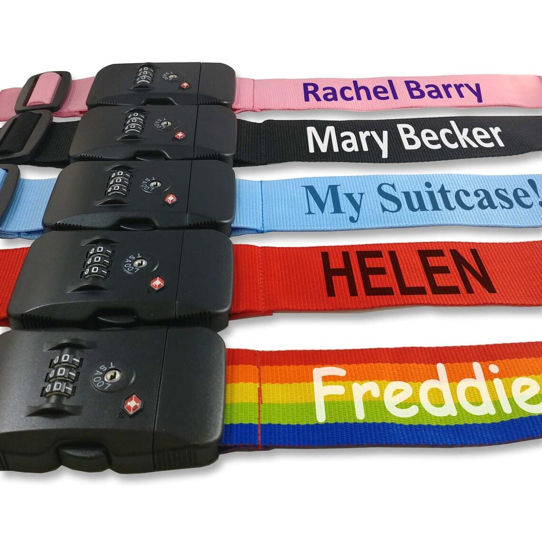 Embroidered TSA Approved Lockable Personalized Luggage Bag Strap - Etsy