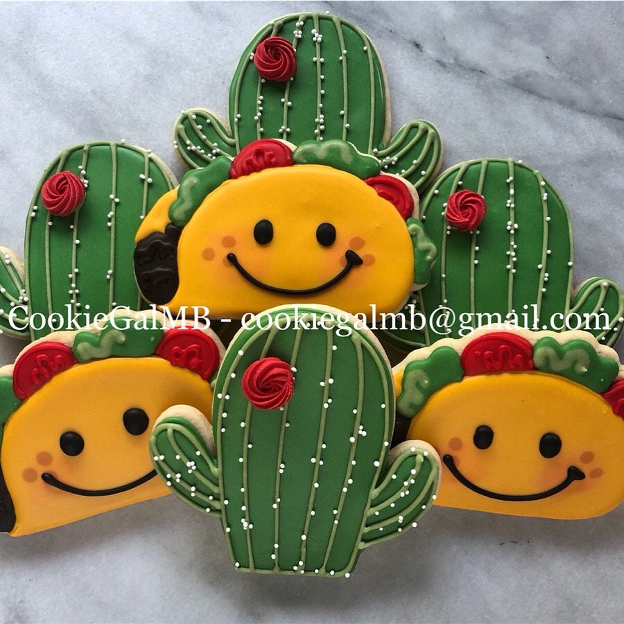Taco and Cactus Cookies - Etsy