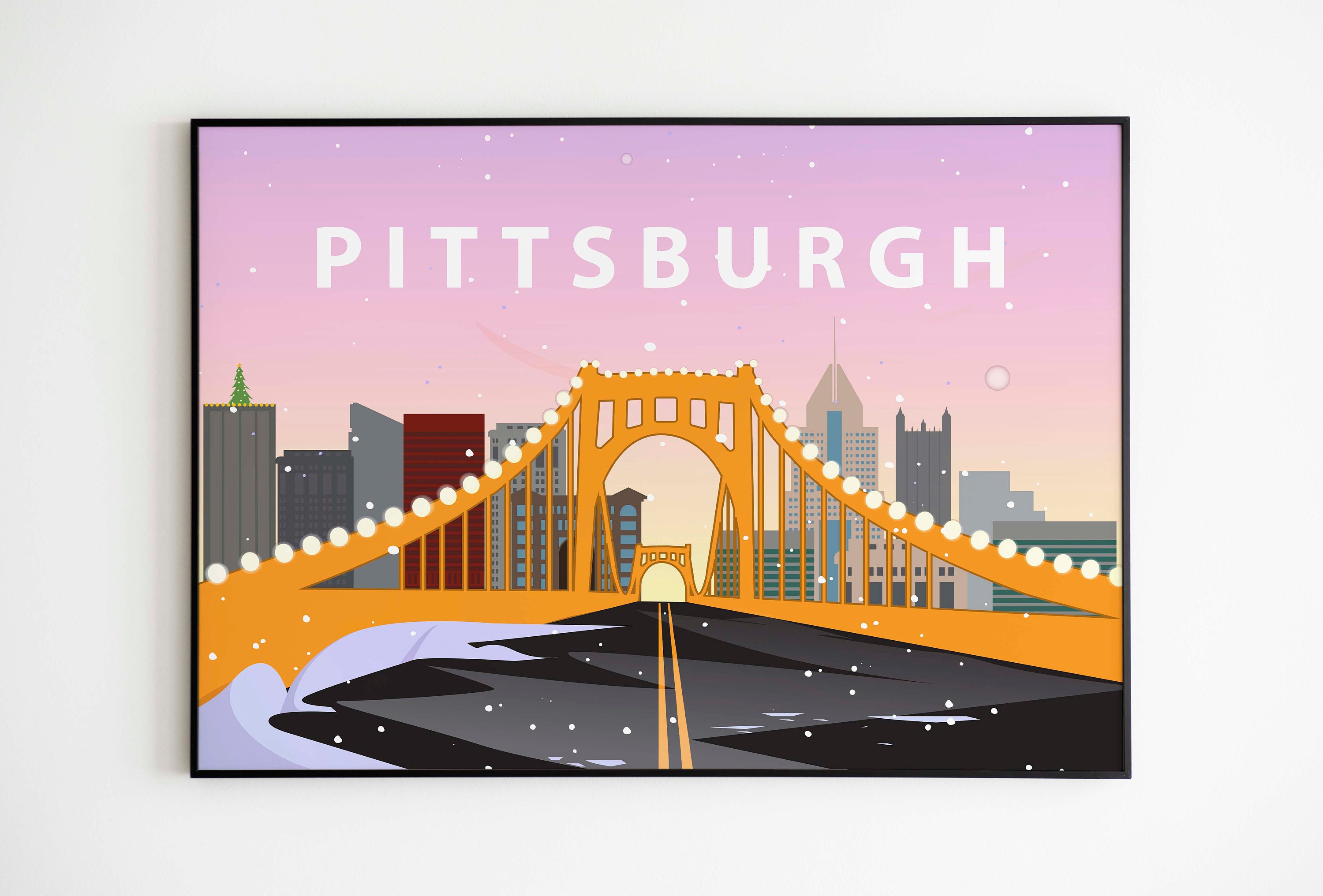 Snowy Pittsburgh Bridge Scene - Etsy