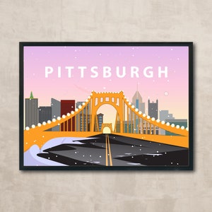 Snowy Pittsburgh Bridge Scene - Etsy