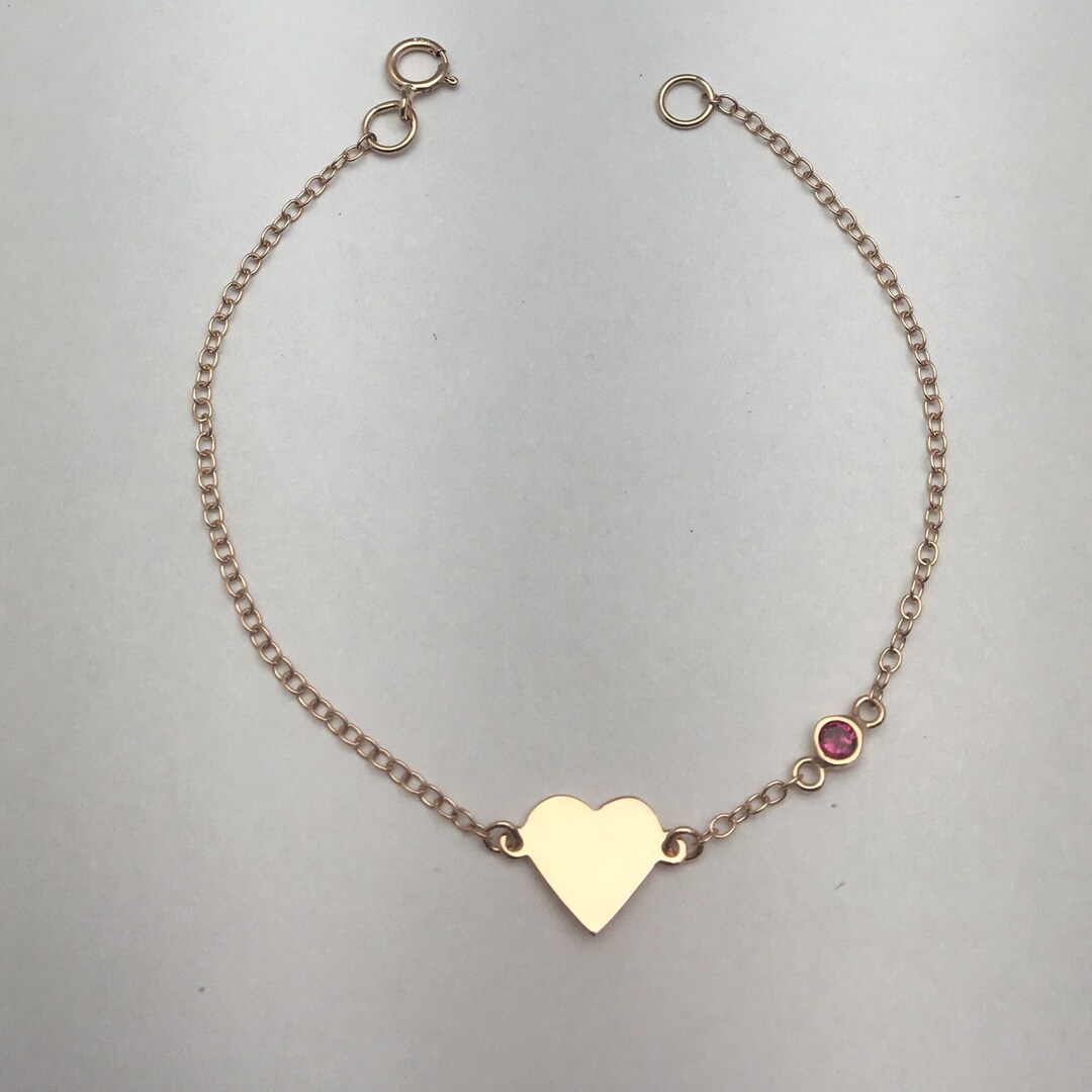 14k Rose Gold Heart Bracelet, Heart Bracelet, Gift for Her, Sister ...