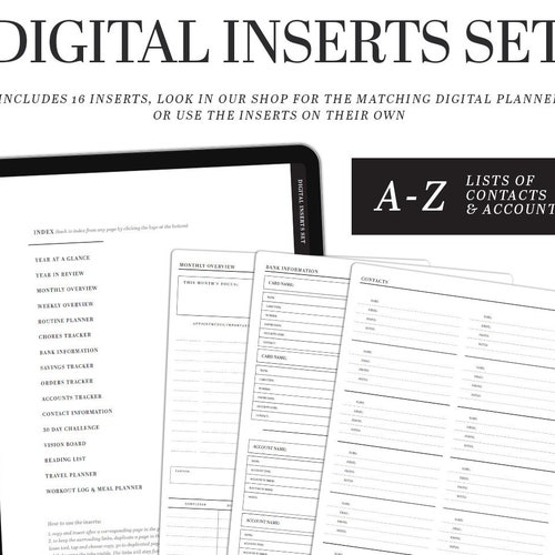 Inserts for Digital Planner Goodnotes Noteshelf Notability - Etsy