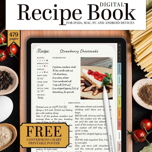 Digital Recipe Book for Goodnotes Notability Hyperlinked - Etsy