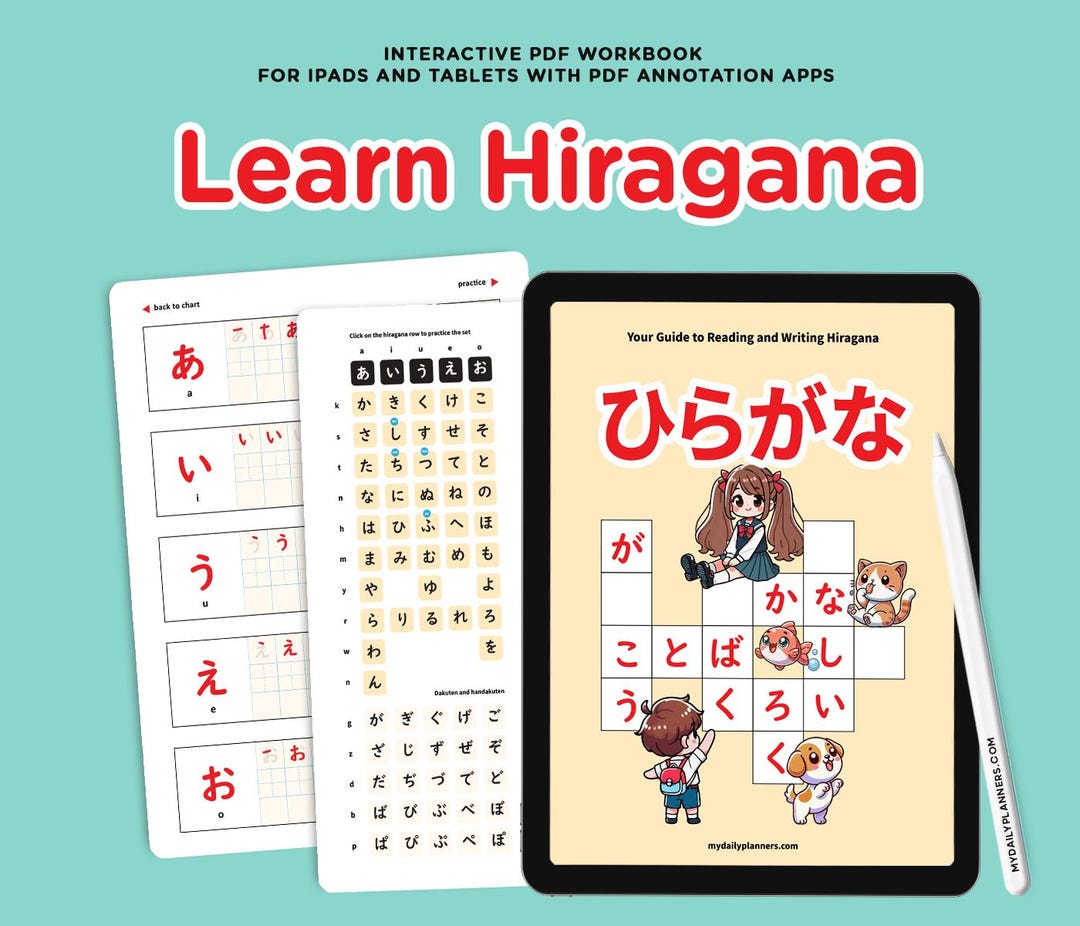 Hiragana Workbook for iPad and Tablet, Digital Workbook Japanese ...