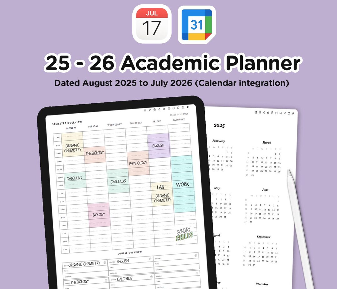 Digital Student Planner 2025-2026 With Calendar Integration, Goodnotes ...