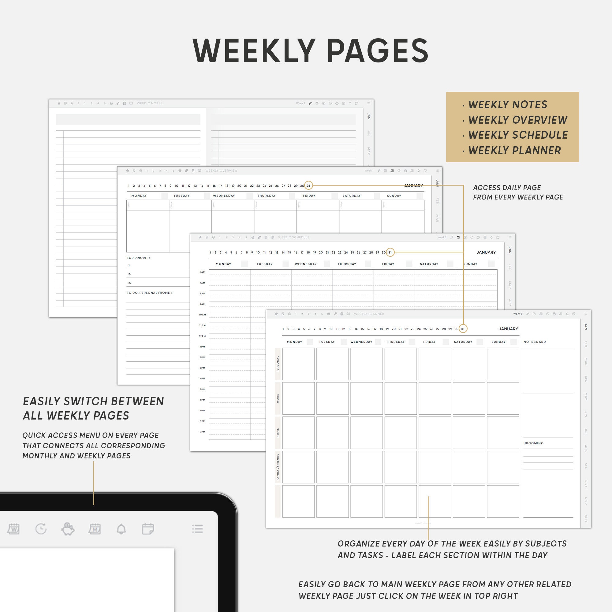 Undated Digital Planner Goodnotes planner ipad planner | Etsy