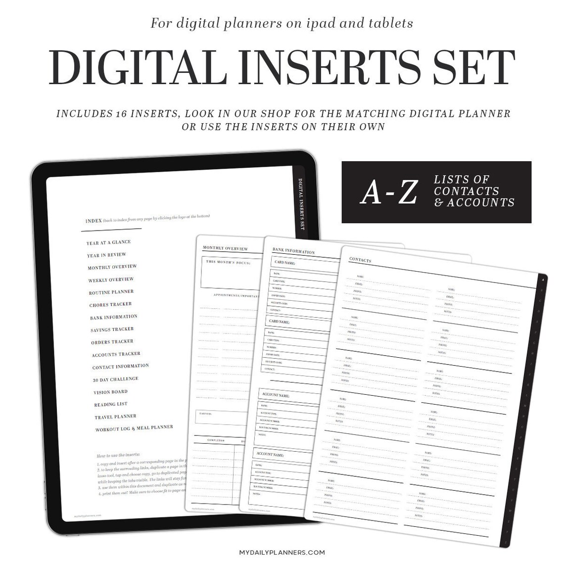 Inserts for Digital Planner Goodnotes Noteshelf Notability - Etsy