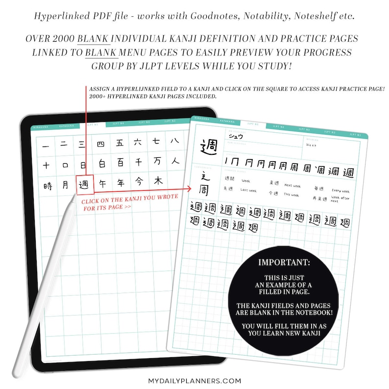 Blank Digital Notebook for Kanji, Hiragana, Katakana, for Ipads ...