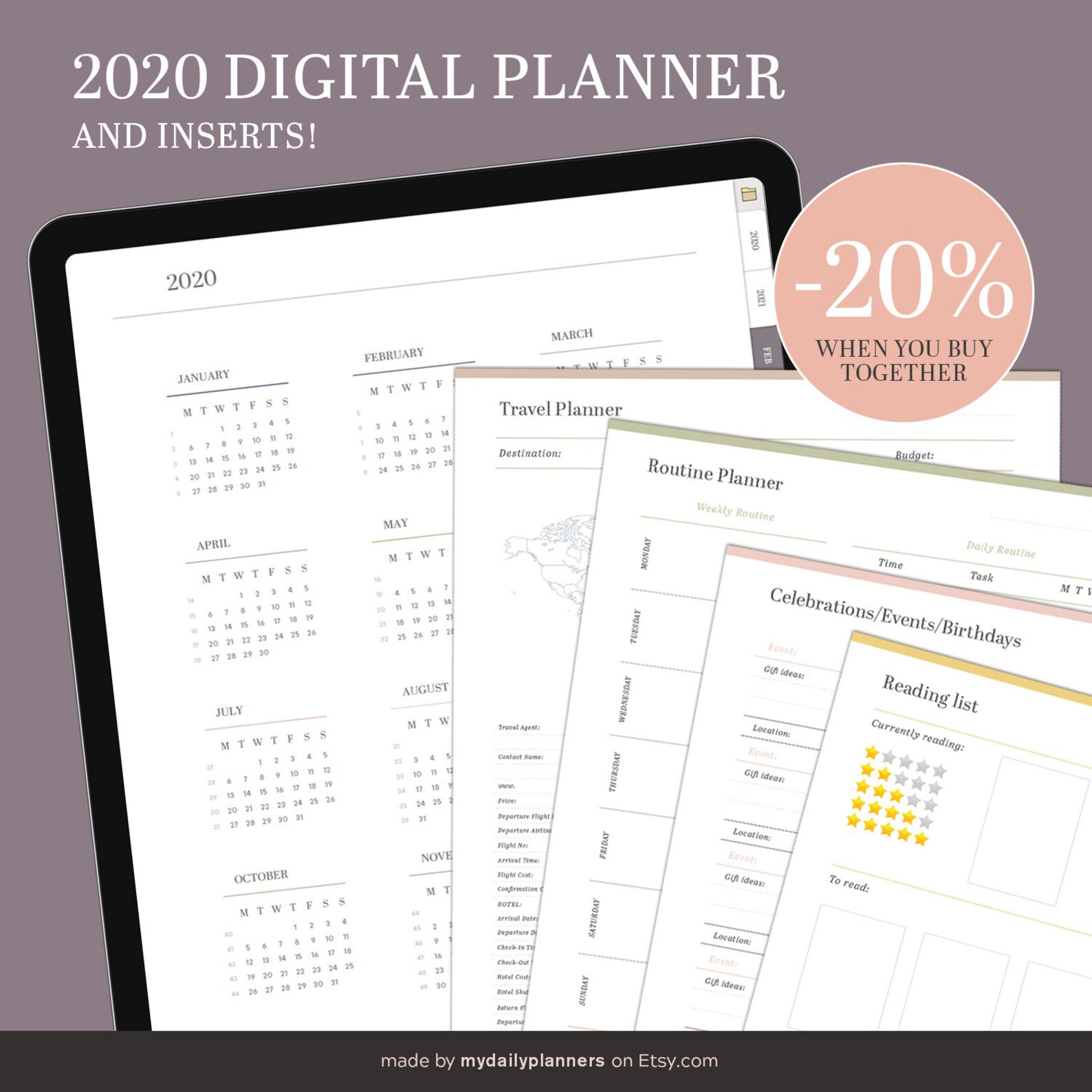 Inserts for Digital Planner PDF Template for Ipad Android - Etsy