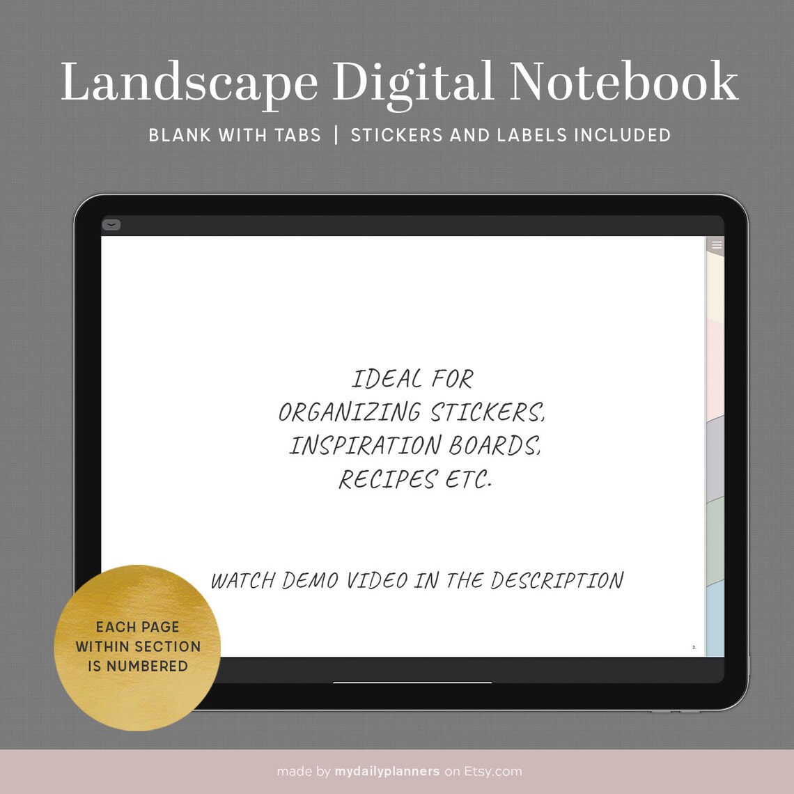 Digital Notebook Landscape Blank Sticker Book Goodnotes | Etsy