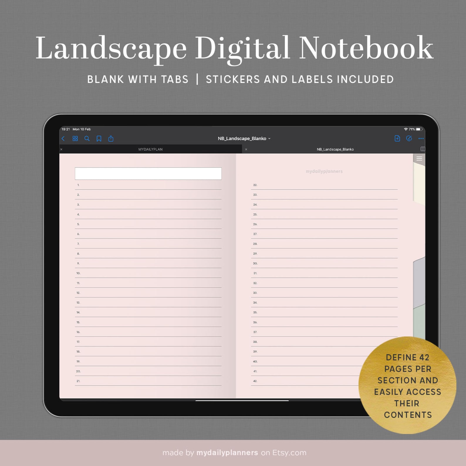 Digital Notebook Landscape Blank Sticker Book Goodnotes | Etsy