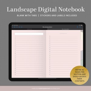 Digital Notebook Landscape Blank Sticker Book | Goodnotes Hyperlinked ...