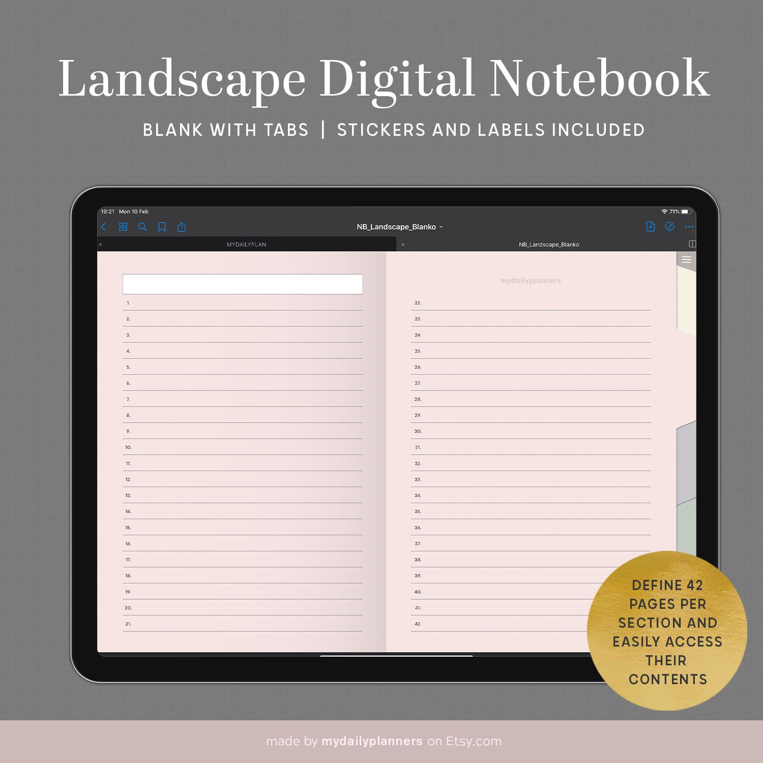 Digital Notebook Landscape Blank Sticker Book Goodnotes | Etsy