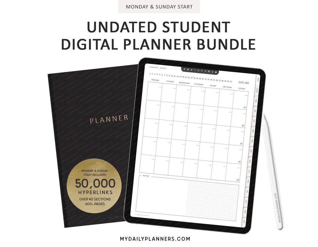 Student Undated Digital Planner, Goodnotes, iPad Planner, Academic ...
