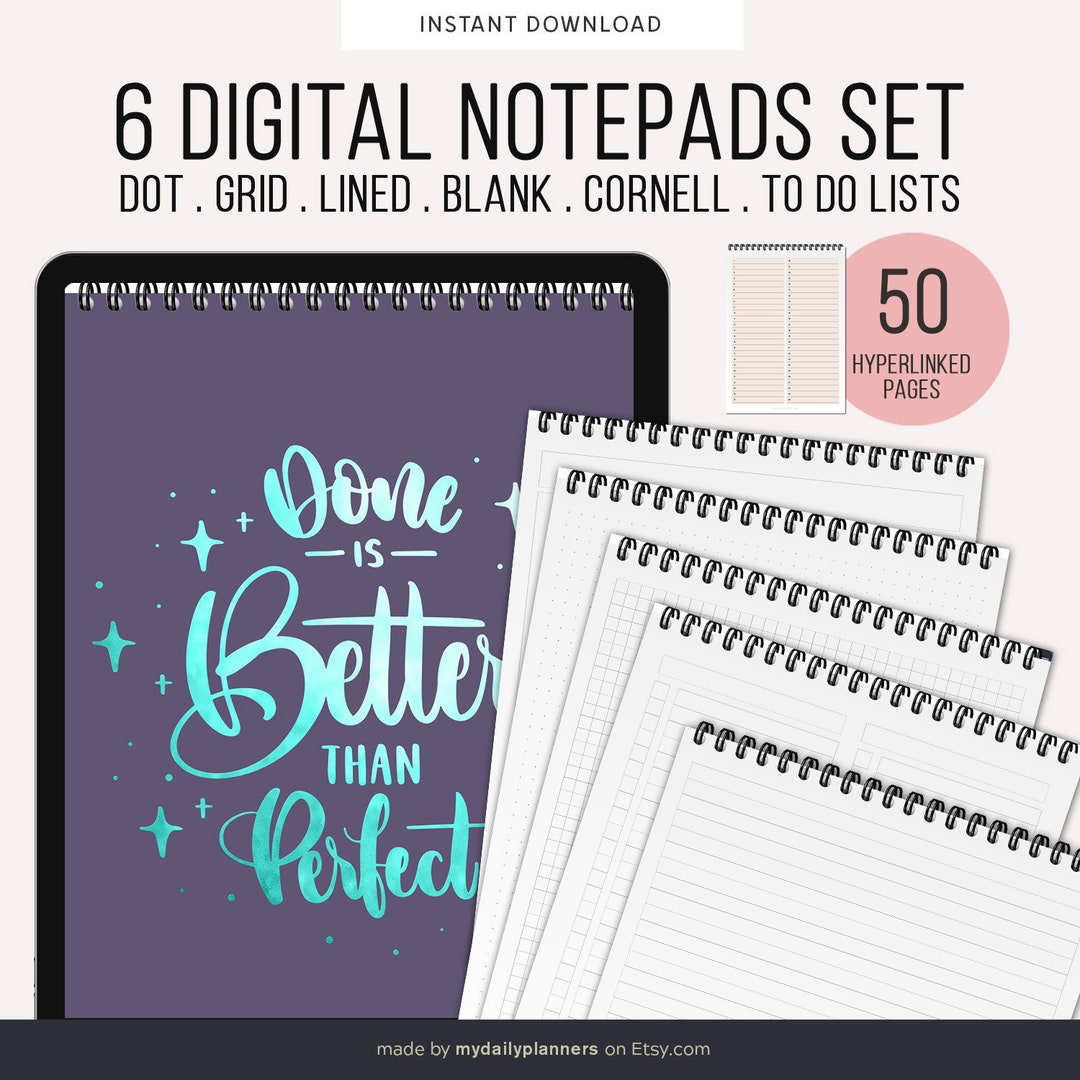 Digital Notepad Set | Digital Notebook | Hyperlinked PDF Goodnotes ...