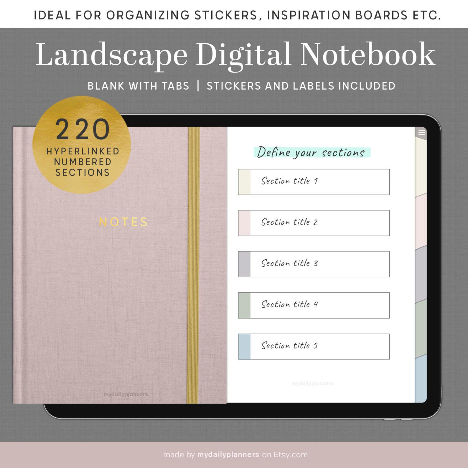 Digital Notebook Landscape Blank Sticker Book Goodnotes | Etsy