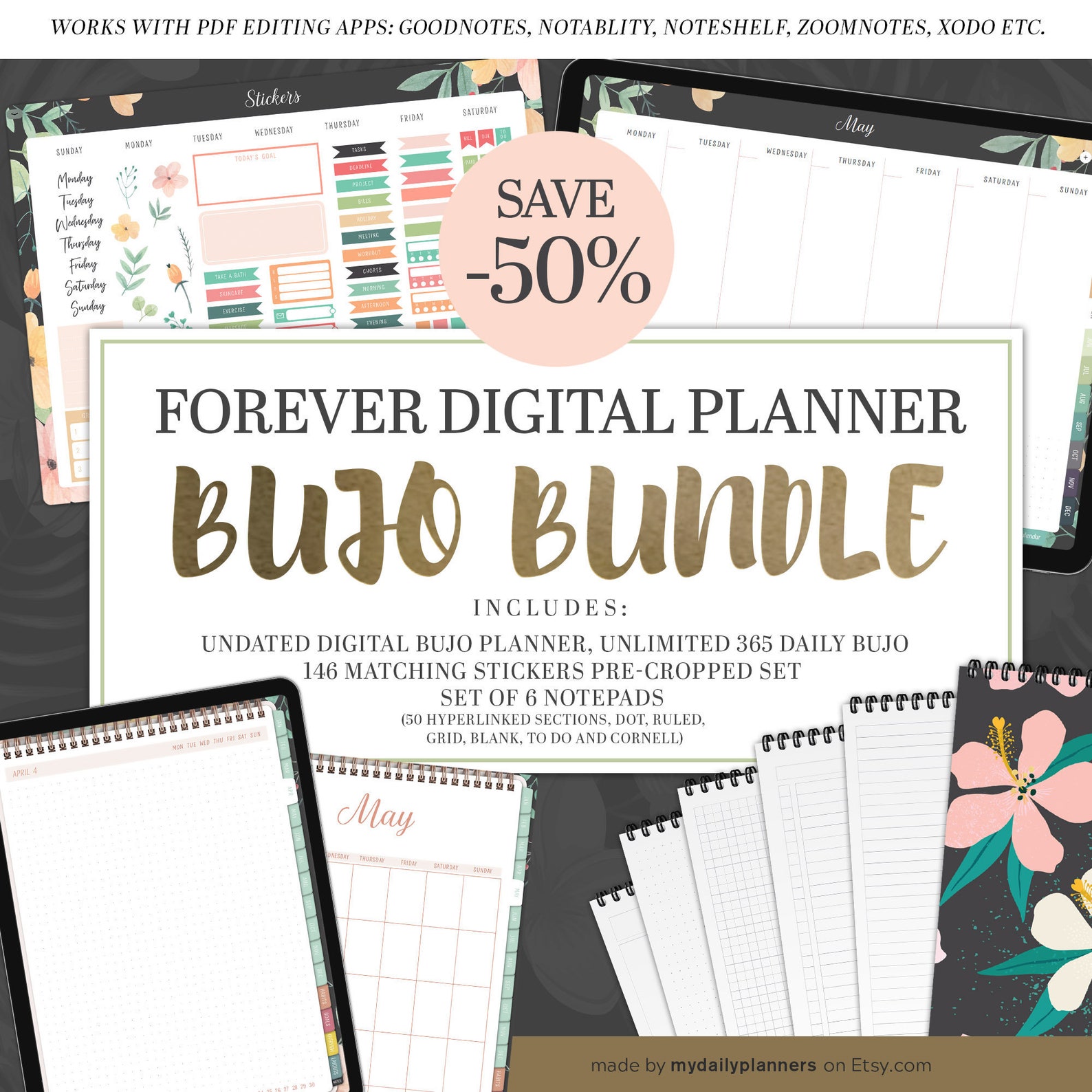 Digital Planner Forever Bundle Digital Bujo Undated - Etsy