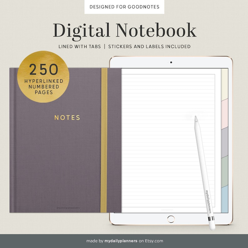 Digital Notebook Tab Template Goodnotes Hyperlinked Study - Etsy
