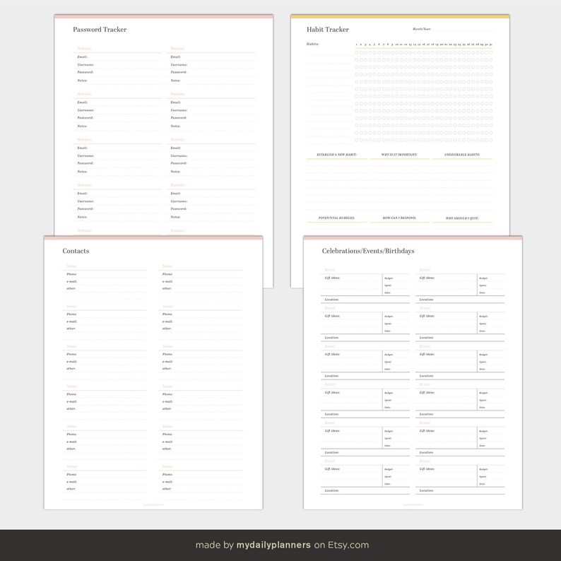 Inserts for Digital Planner PDF Template for Ipad Android - Etsy