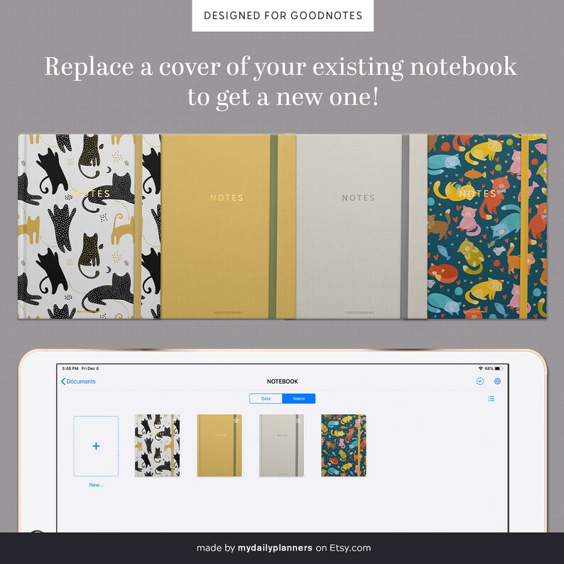 Digital Notebook Covers Set Goodnotes Study Notes | Etsy